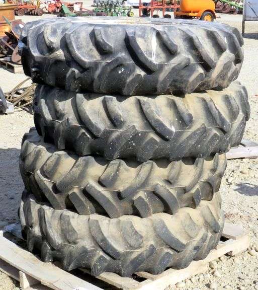V-647 Goodyear Tractor Tires + Wheels (4) - Pickett Auction Service