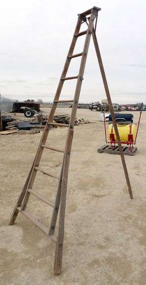 V-1302 Wooden Orchard Ladder - Pickett Auction Service