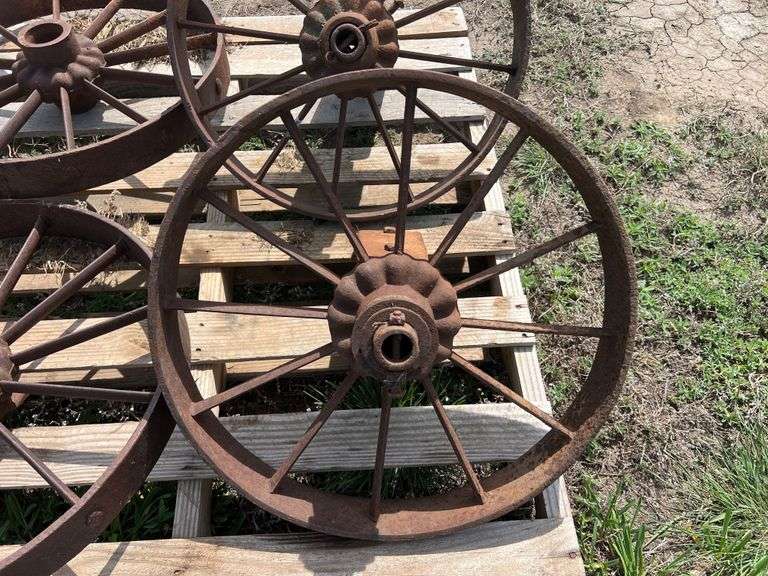 (2) 22” Steel Wheels w/axle mounts - Peterson Land & Auction LLC