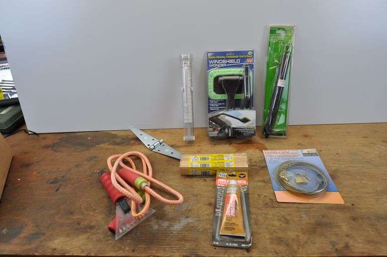 Wood Shims, Screen Door Cylinder, Windshield Cleaner Tool, Cable & Lock ...