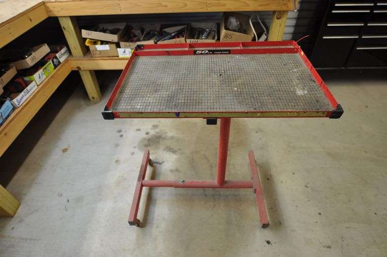 Adjustable Height Rolling Work Tray (red) - Peterson Land & Auction LLC