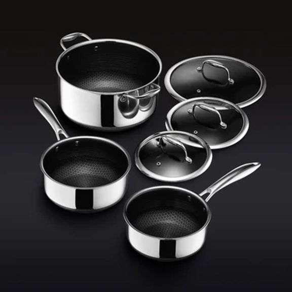 1) HEXCLAD 6 Piece Hybrid Commercial Cookware Set - Prime Time Auctions ...