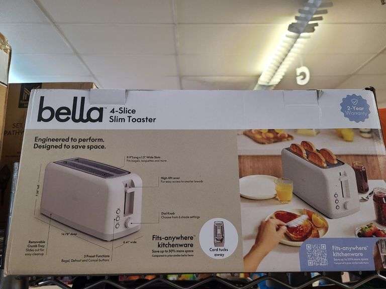 1) Bella 4-Slice Slim Toaster - Prime Time Auctions, Inc.