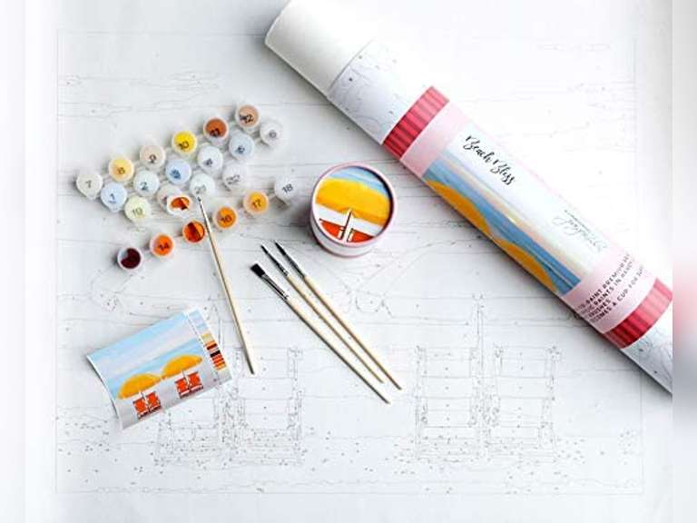 Pink Picasso Kits Beach Scene DIY Canvas Paint by Numbers for Adults ...