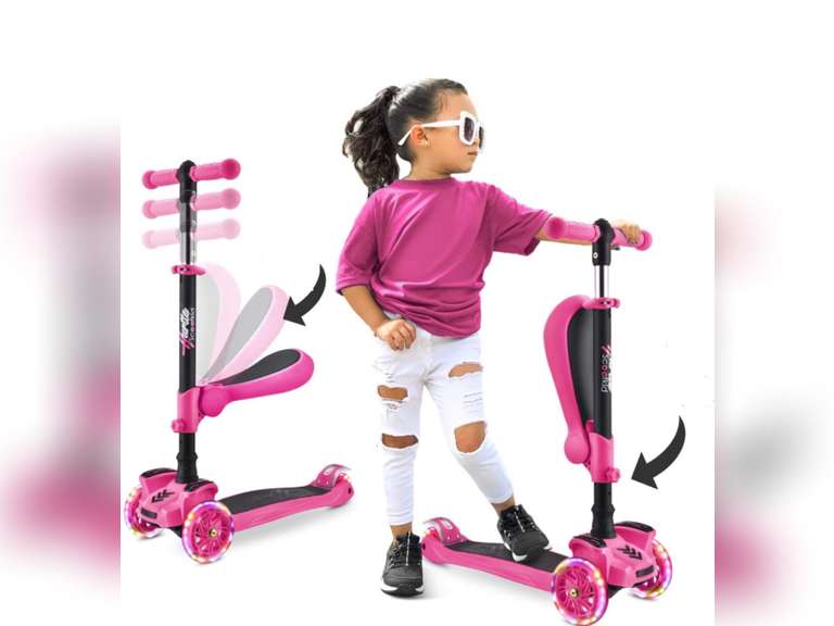 Hurtle 3-Wheeled Scooter for Kids - Wheel LED Lights, Adjustable Lean ...
