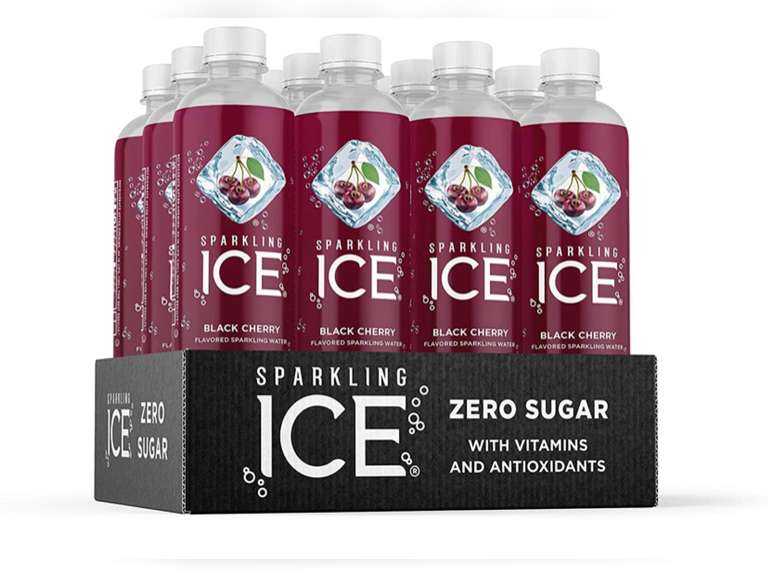 Sparkling Ice, Black Cherry Sparkling Water, with Antioxidants and Vitamins, Zero Sugar, 17 fl ...