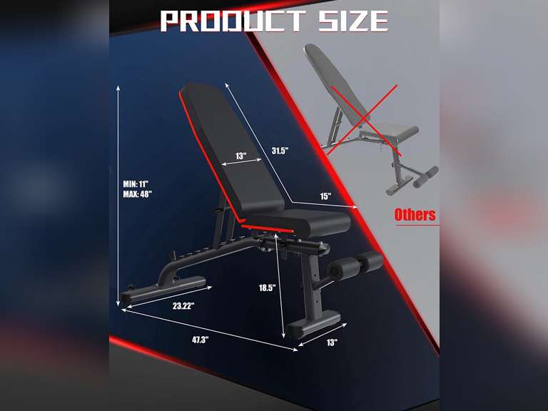 KingStone Adjustable Weight Benches for Full Body Workout with Ultra ...