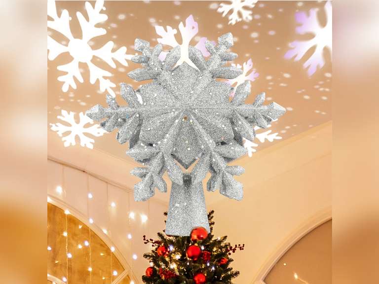 Christmas Tree Topper, Snowflake Tree Topper, Lighted Tree Topper with ...