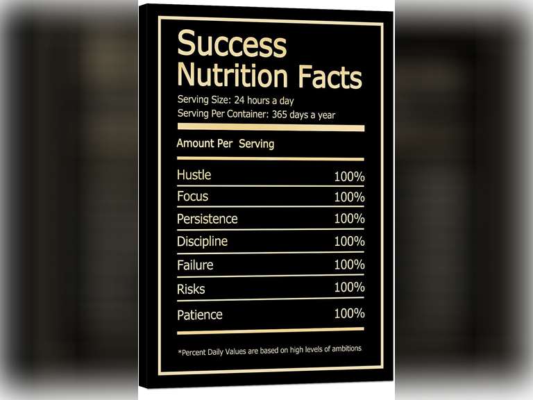 Success Nutrition Facts Wall Art Motivational Wall Art Decor for Office ...