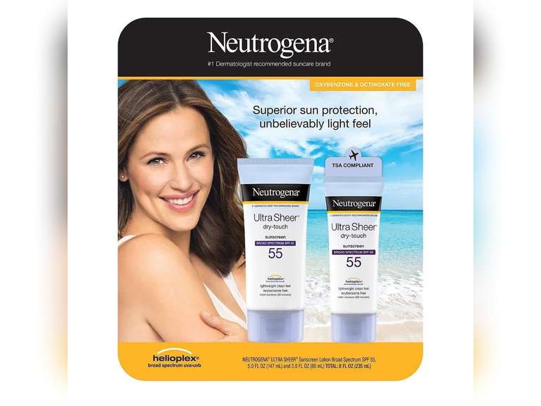 Neutrogena Ultra Sheer Spf 55 Sunscreen Light Weight Clean Feel 5.0 Fl ...