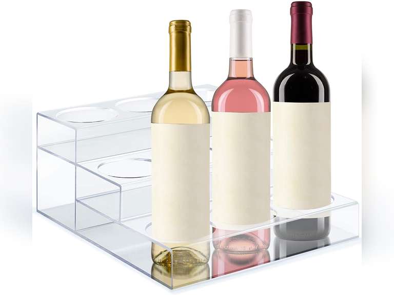 Acrylic Bottle Holder | Wine Display Riser | 9 Bottles, 3 Tier Rack ...