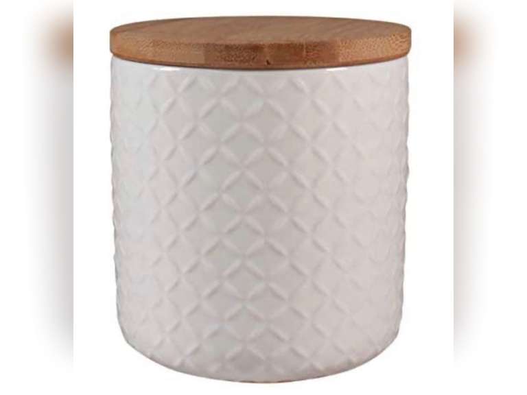 Seed Ceramic Food Storage Jar by CIROA 5" 31 oz | White Embossed ...