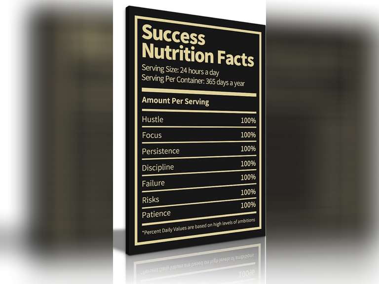 Motivational Wall Art Canvas Prints Success Nutrition Facts Positive ...