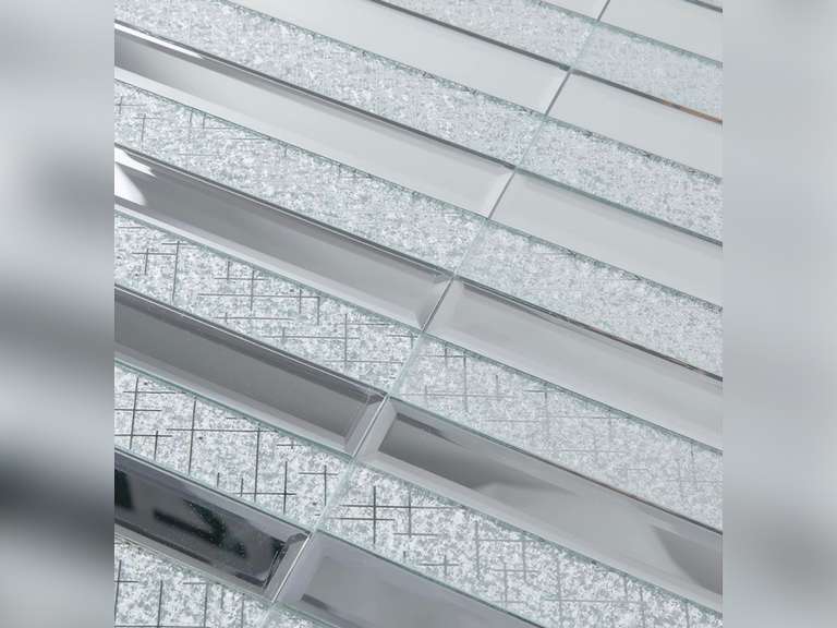 Lovdeco Peel and Stick Mirror Mosaic, 12 x 12 Silver Mirror Glass Tiles ...