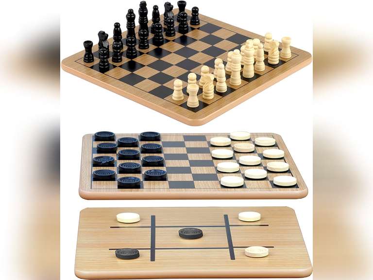 Regal Games - Reversible Wooden Board for Chess, Checkers & Tic-Tac-Toe ...