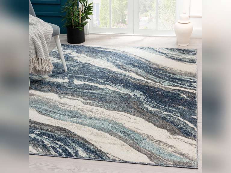 Luxe Weavers Rug – Art Deco Living Room Carpet with Marble Swirl ...