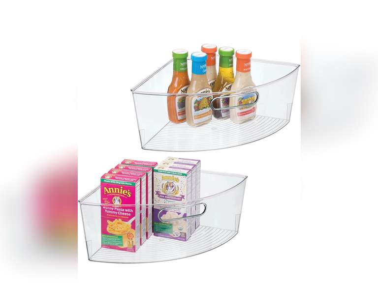 mDesign Kitchen Cabinet Plastic Lazy Susan Storage Turntable Organizer ...