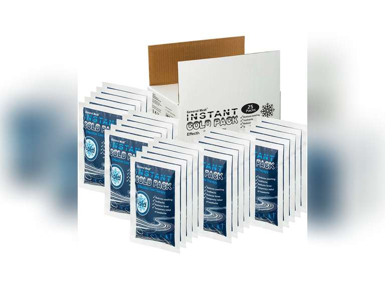 Instant Ice Cold Pack (4”x 5.5”) – Set of 25 Disposable Cold Therapy ...