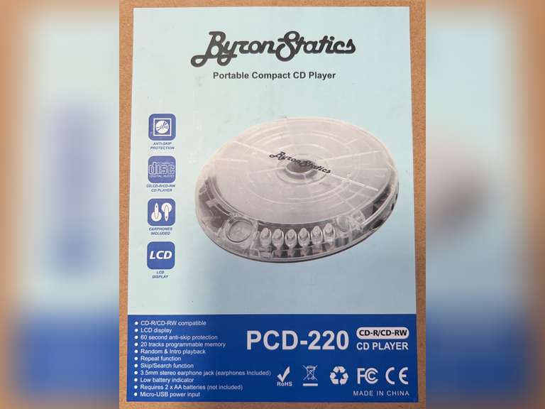 ByronStatics PCD-220 Portable Compact CD Player 42.99 - Quarter Price