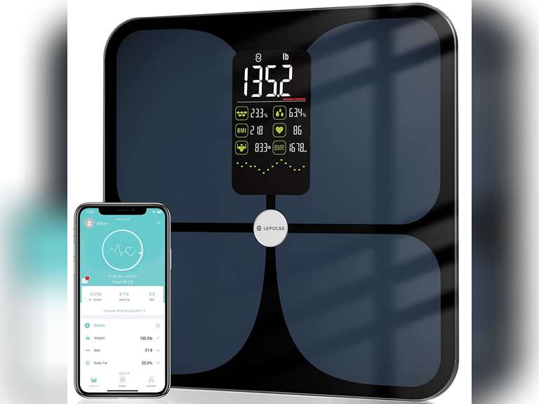 Scales for Body Weight and Fat, Lepulse Large Display Body Fat Scale ...