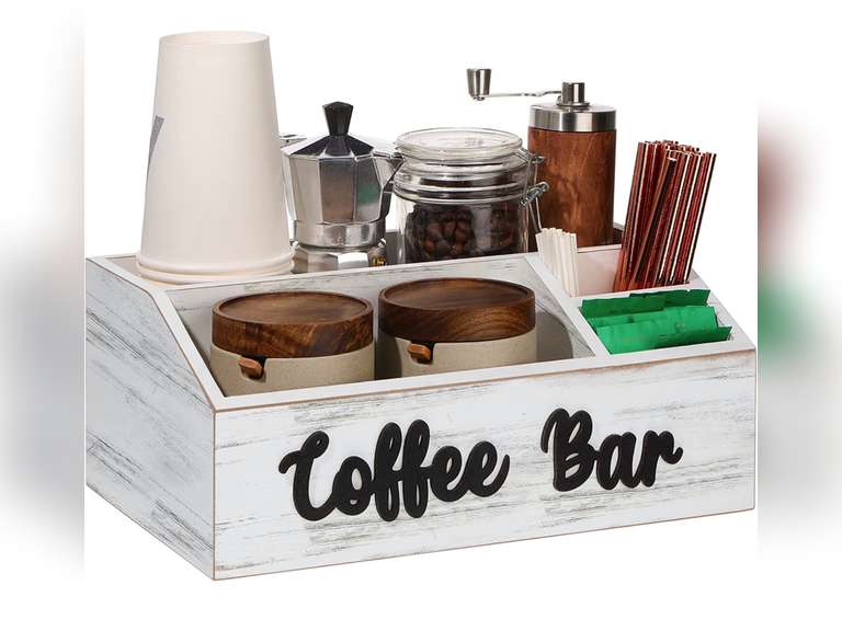 Wooden Coffee Bar Bin Box with Coffee Bar Letter Decor, Coffee Pod ...