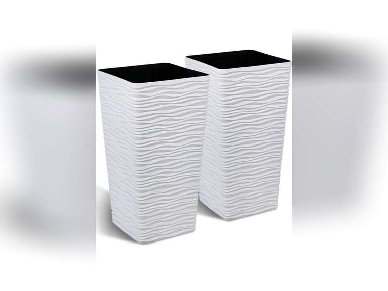 Worth Garden 2-Pack Tall Tapered Planter - Plastic White Square Plant ...