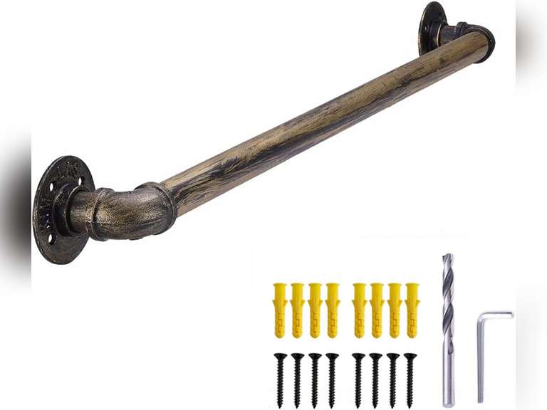 Unilive Metal Industrial Pipe Stair Handrail, 3FT Staircase Handrail ...