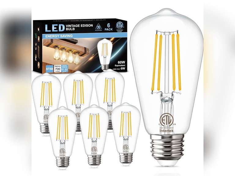 Vintage LED Edison Bulbs E26 Standard Base, Golspark 3000K Soft White ...