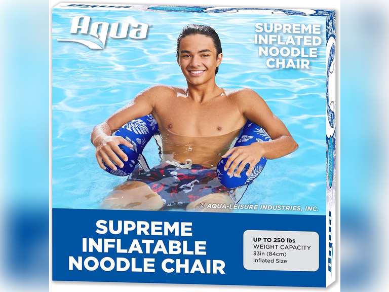 Aqua Deluxe Inflatable Pool Noodle Chair – Soft Mesh Sling-Floating ...