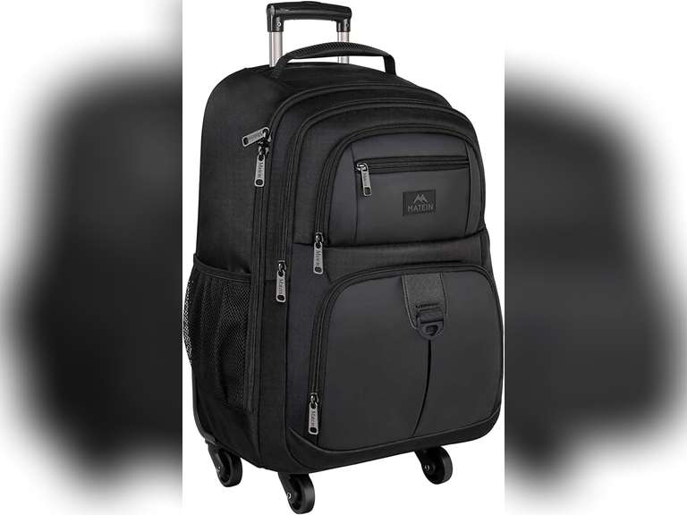 Roller Backpack, 18 inch Large Travel Laptop Bag with 4 Wheels for ...
