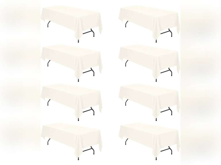BRILLMAX 8 Pack Ivory Tablecloths for 8 Foot Rectangle Tables 60 x 126 ...