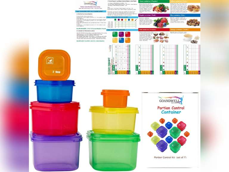 GOANDWELL Portion Control Container Kit for Weight Loss -21 Day Labeled ...