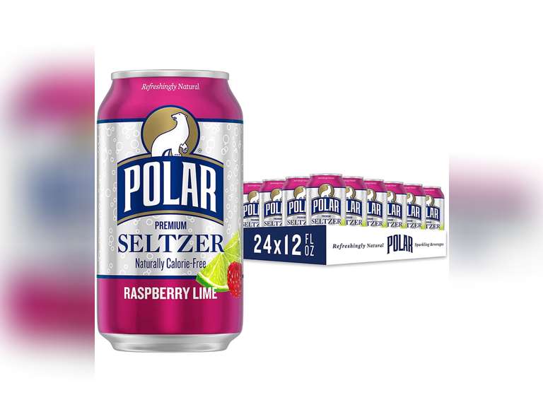 Polar Seltzer Water Raspberry Lime, 12 fl oz cans, 24 pack 20 - Quarter ...
