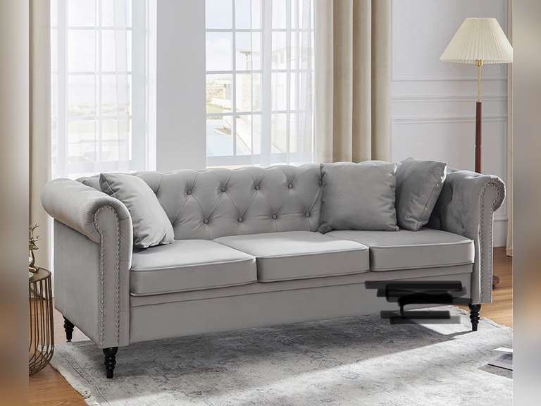 kinmars Chesterfield Sofa Velvet,3 Seater Couch Furniture,Couches for ...