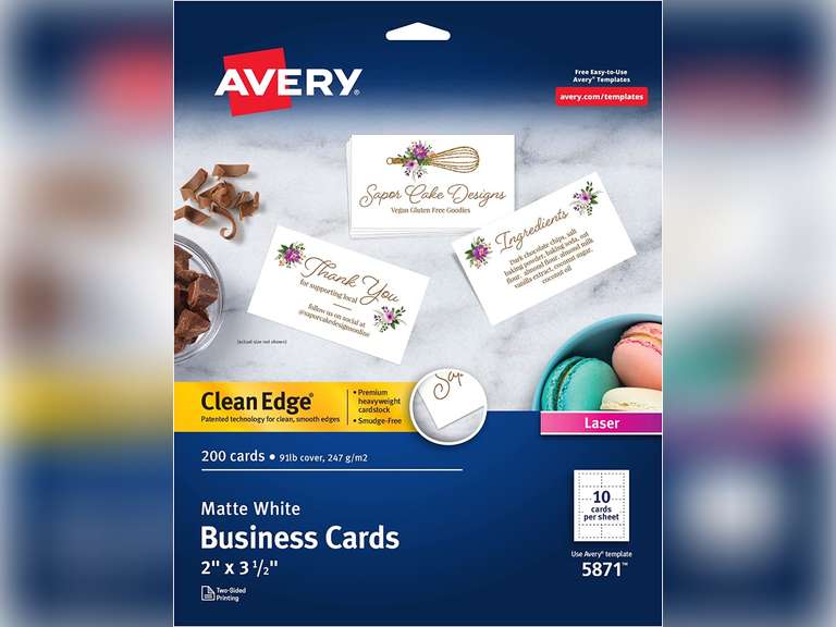 Avery Clean Edge Printable Business Cards with Sure Feed Technology, 2 ...