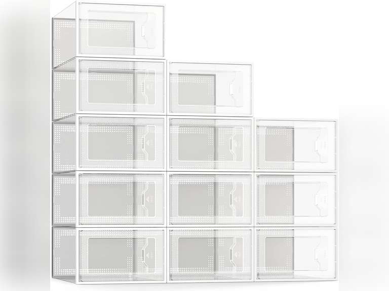 SEE SPRING Large 12 Pack Shoe Storage Box, Clear Plastic Stackable Shoe ...