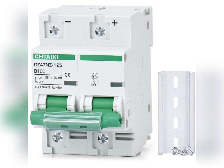 Chtaixi 12V-110V DC Miniature Circuit Breaker, 100 Amp 2 Pole Battery ...