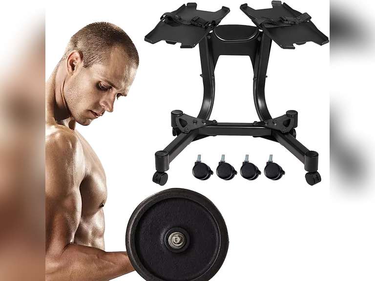 wuyule Dumbbell Rack with Wheels 330LBS Movable Dumbbell Rack Stand ...