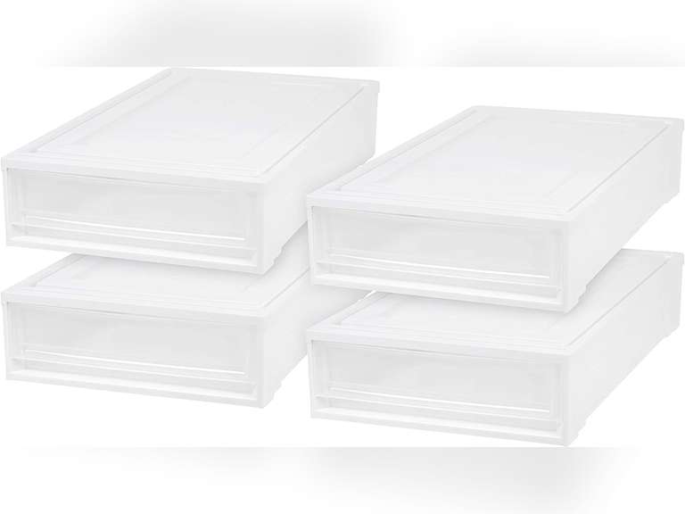 IRIS USA 27.5 Qt Plastic Under Bed Storage Containers with Sliding ...