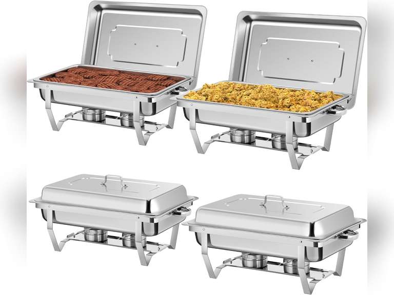 Rengue 9.5 QT Chafing Dishes, 4 Pack High Premium Stainless Steel ...