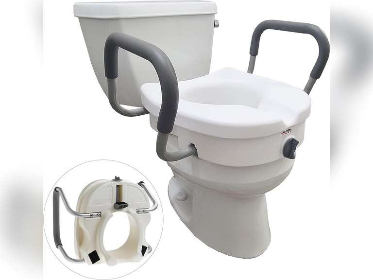 Carex EZ Lock Raised Toilet Seat with Handles, 5 Inch Elevated Handicap ...