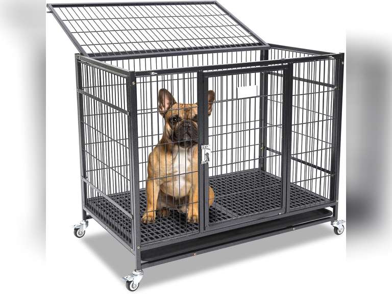 36 Inch Stackable Heavy Duty Metal Double Dog Crate Cage Medium Sized ...