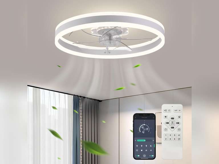 Ceiling Fan with Light, 2024 Upgraded 20 Low Profile Fan, Flush Mount ...