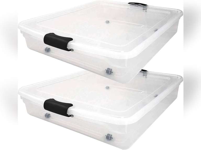 HOMZ Large 56 Quart Full/Queen Stackable Underbed Storage Bin, Clear ...