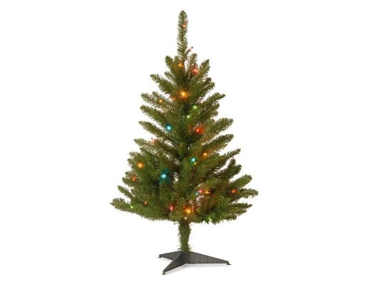 National Tree Company 3 Foot Pre-Lit Multicolor LED Artificial Mini ...