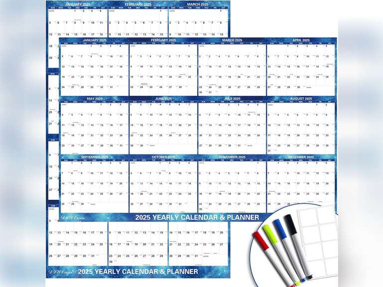 24" x 36" DLY Oasis 2025 Wall Calendar Dry Erase - Starry Sky Calendar ...