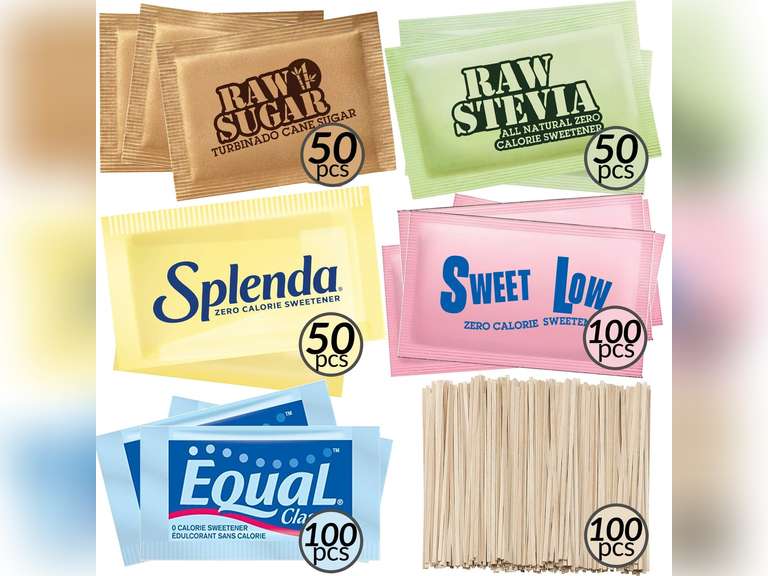 Sweetener and Sugar Packets for Coffee Variety Pack - 450 Assorted ...