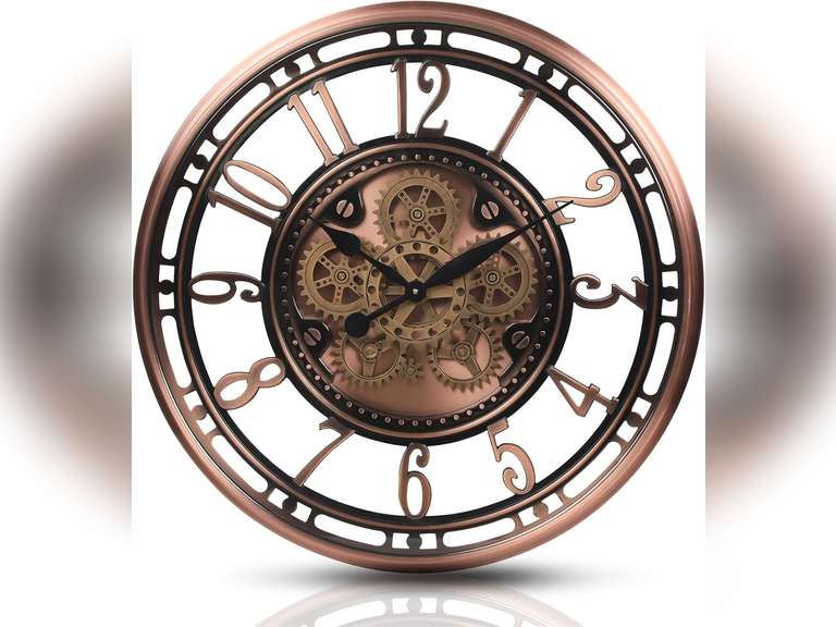 CLXEAST Oversized Large Moving Gear Wall Clock for Living Room Decor ...