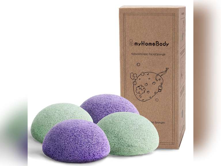 myHomeBody Natural Konjac Facial Sponges - for Gentle Face Cleansing and Exfoliation (Lavender ...