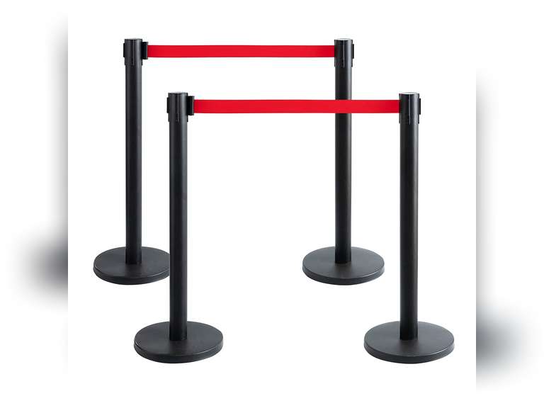 Crowd Control Stanchions with 6.5 Feet Red Retractable Belts - Premium ...